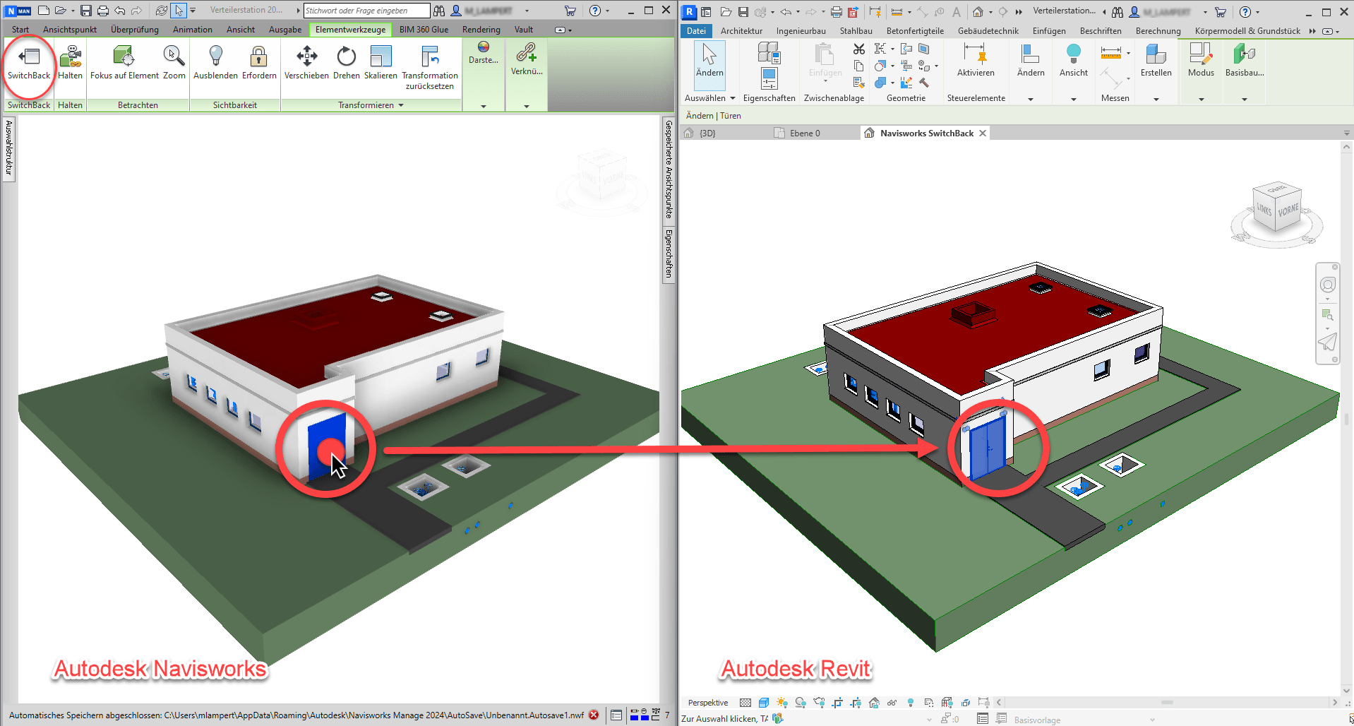 Anwendung von Navisworks Switchback